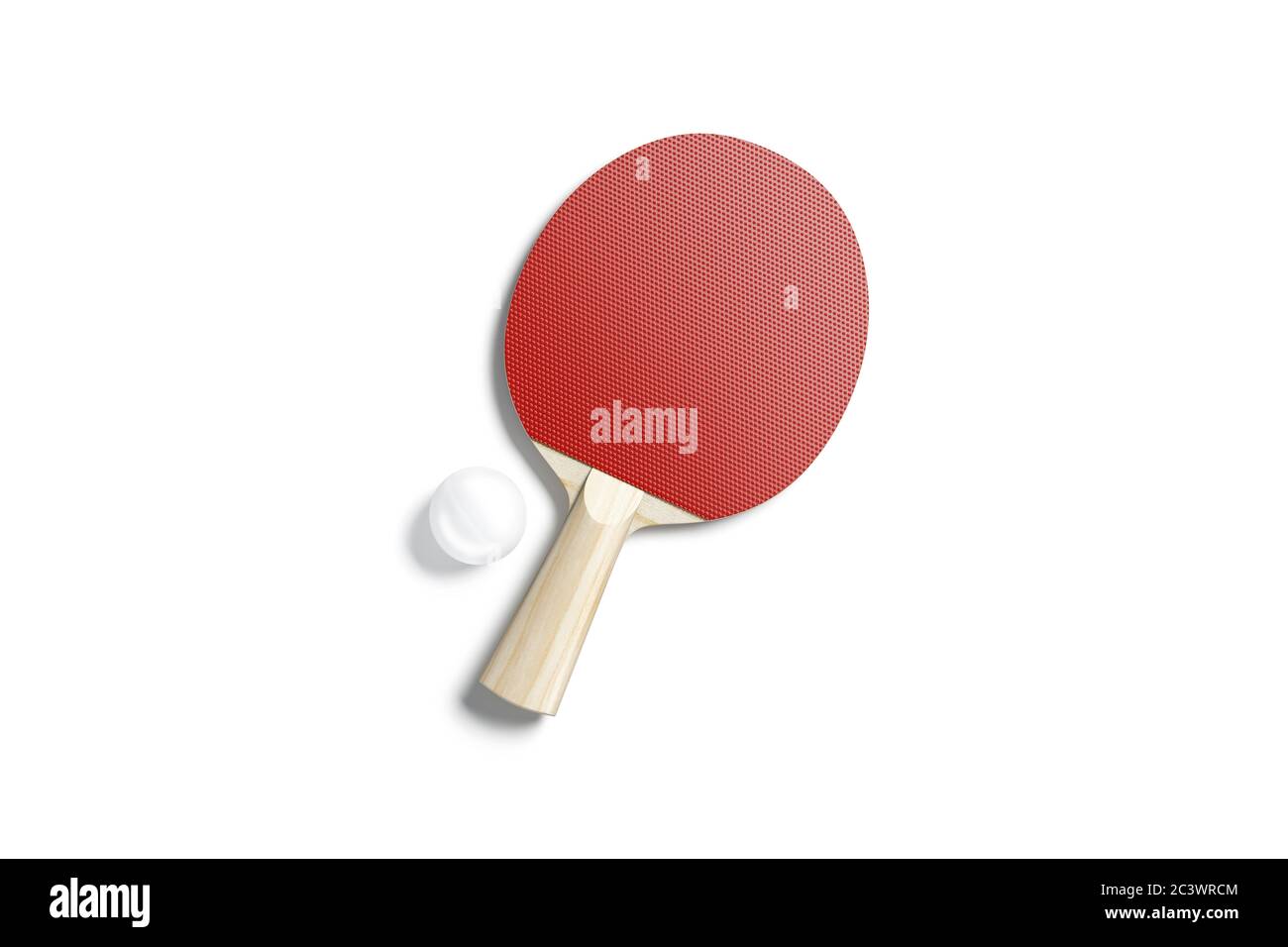Blank red wood table tennis racket with ball mockup, isolated Stock ...