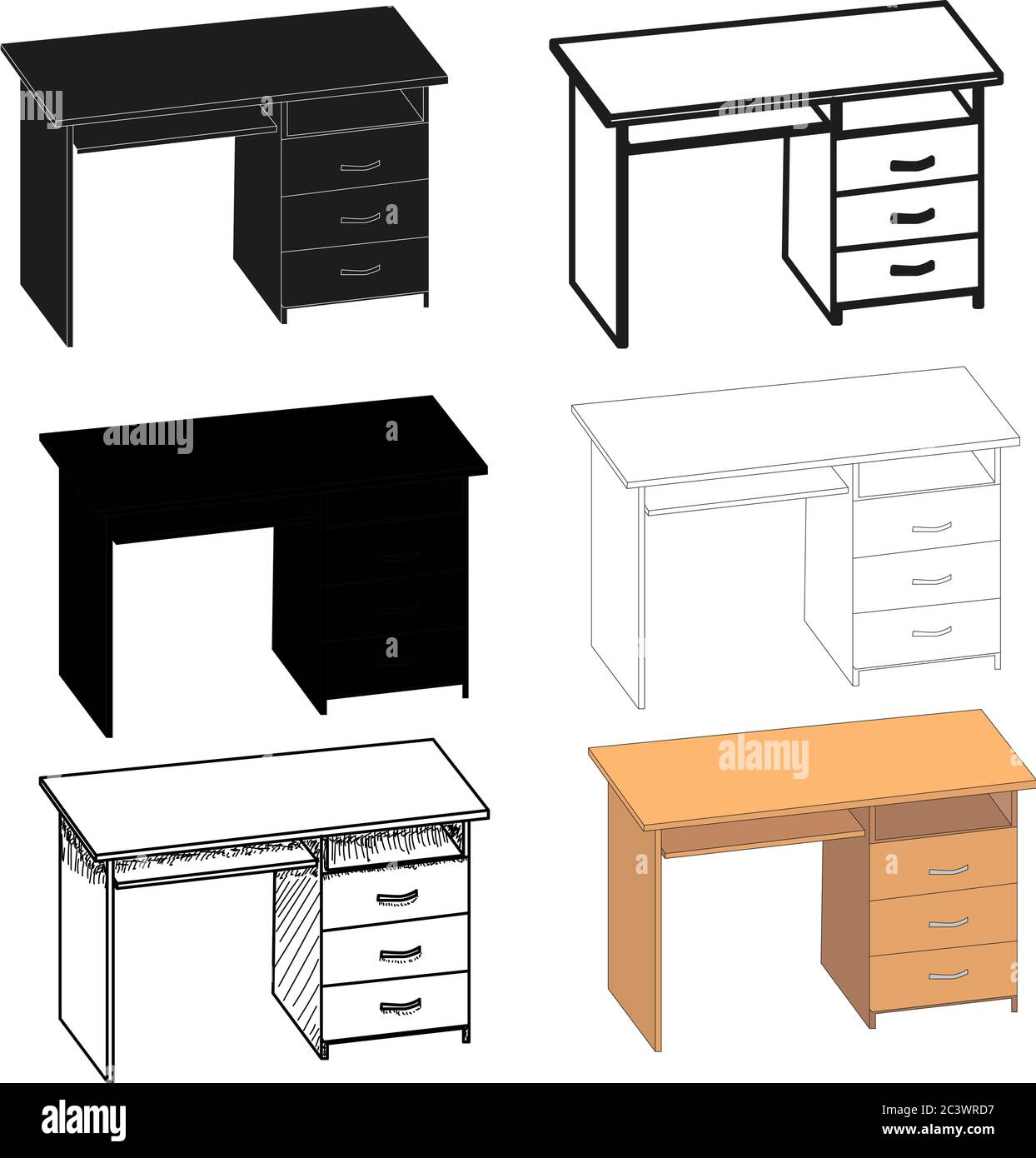 vector, isolated, table, set, sketch and silhouette Stock Vector Image ...