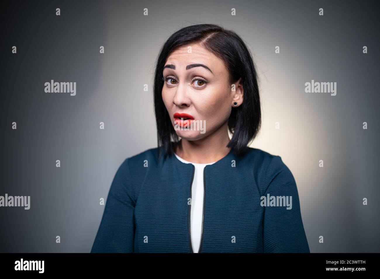 Portrait disgusted brunette woman hi-res stock photography and images ...