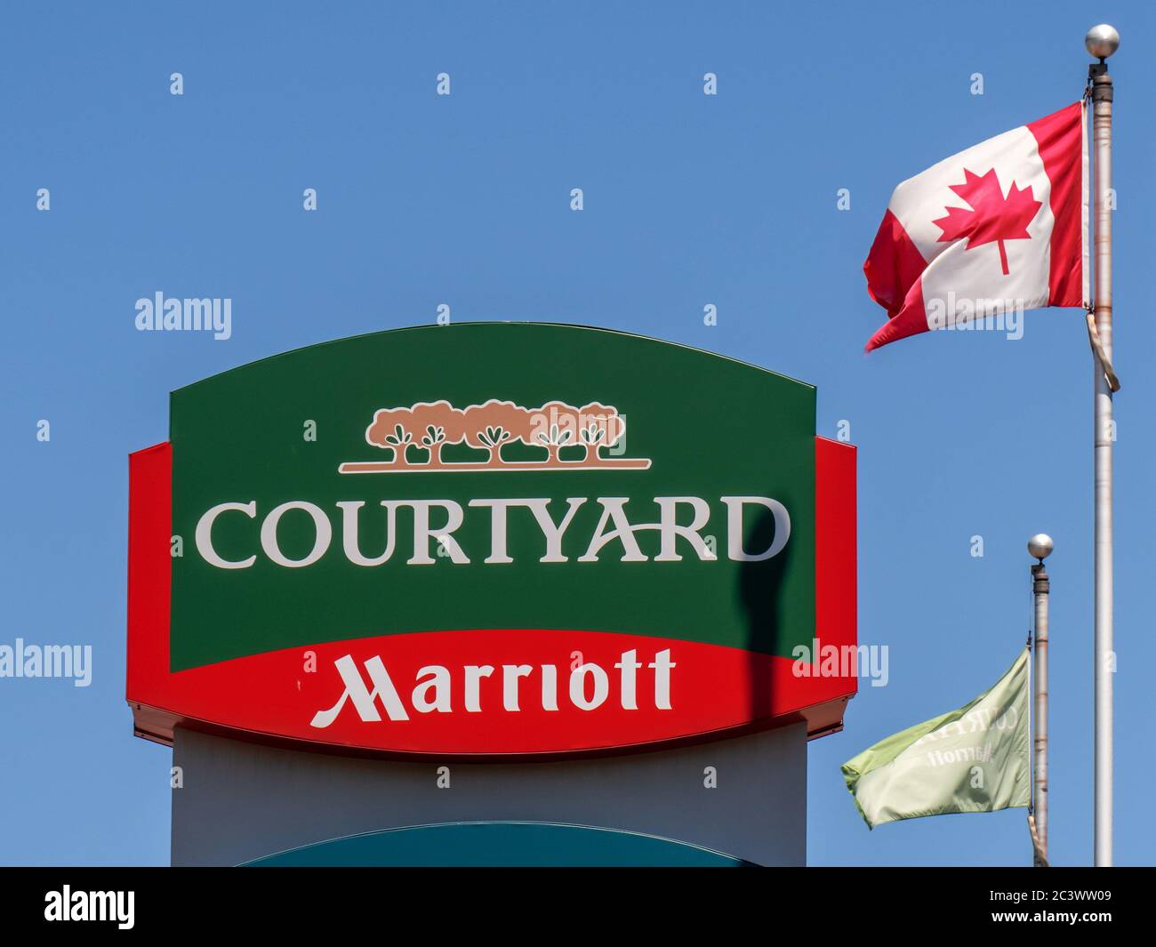 Toronto Canada, June 17, 2020; The Courtyard by Marriott hotel roadside ...