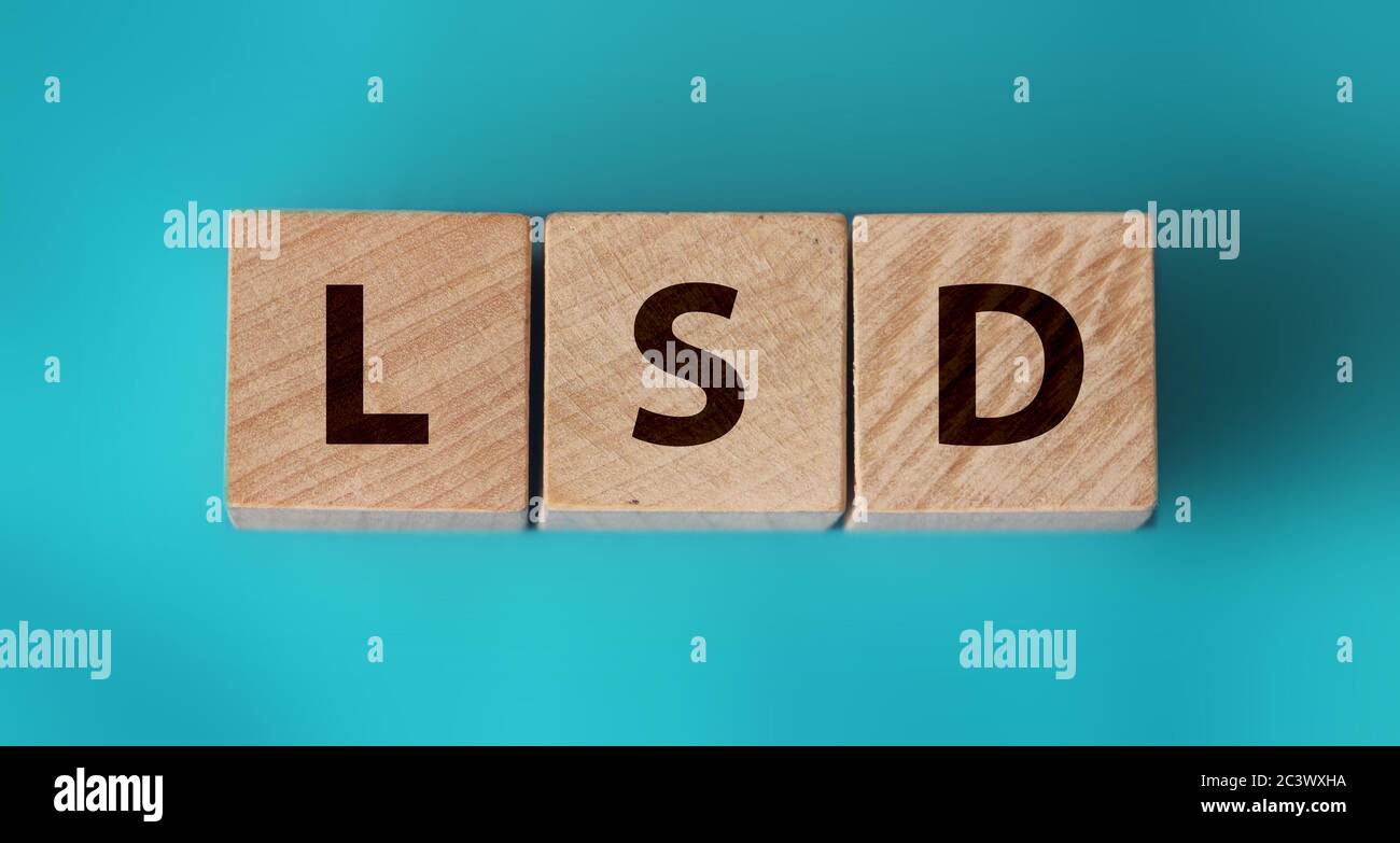 LSD Lysergic Acid Diethylamide acronym on colorful wooden cubes. Drugs ...