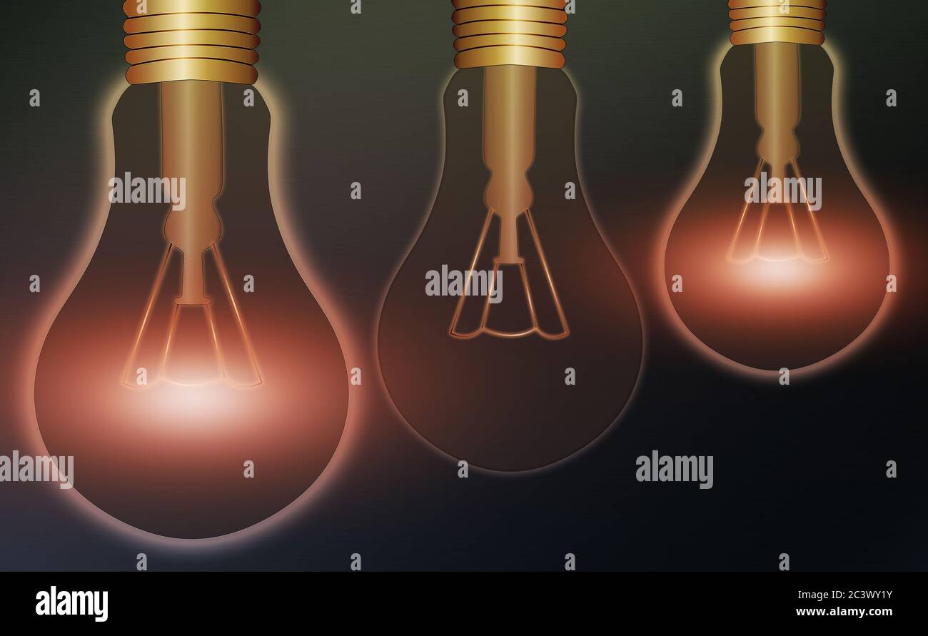 Realistic Colored Vintage Light Bulbs, Idea Sign Solution Thinking ...