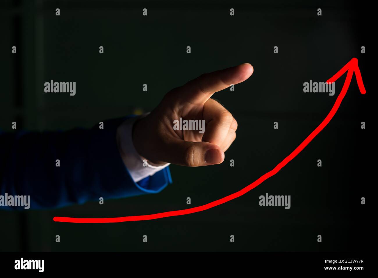 Digital Arrowhead Curve Rising Upward Denoting Growth Development ...