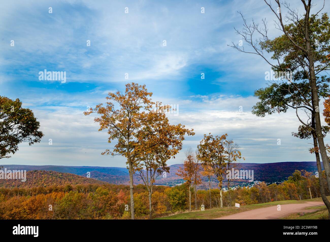 Pisgah Ridge fall colors landscape across wide rolling land near Jim ...