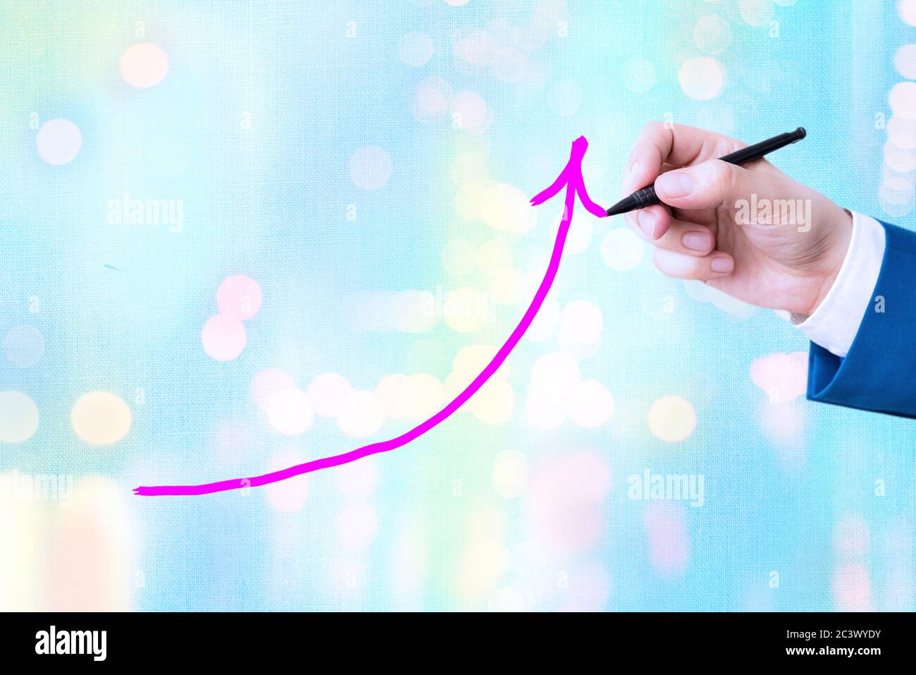 Digital Arrowhead Curve Rising Upward Denoting Growth Development ...