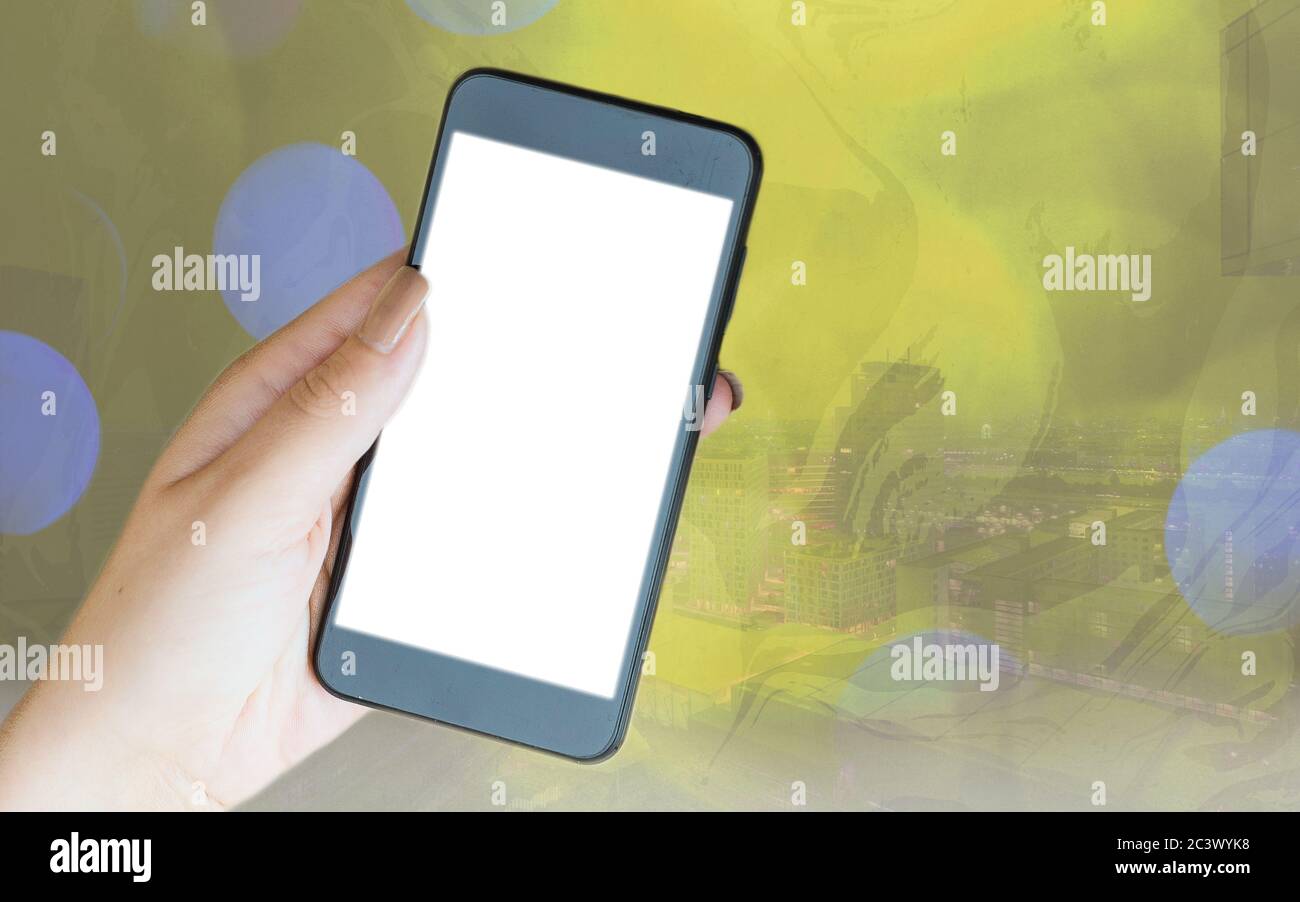 Modern Gadgets With White Display Screen Under Colorful Bokeh ...