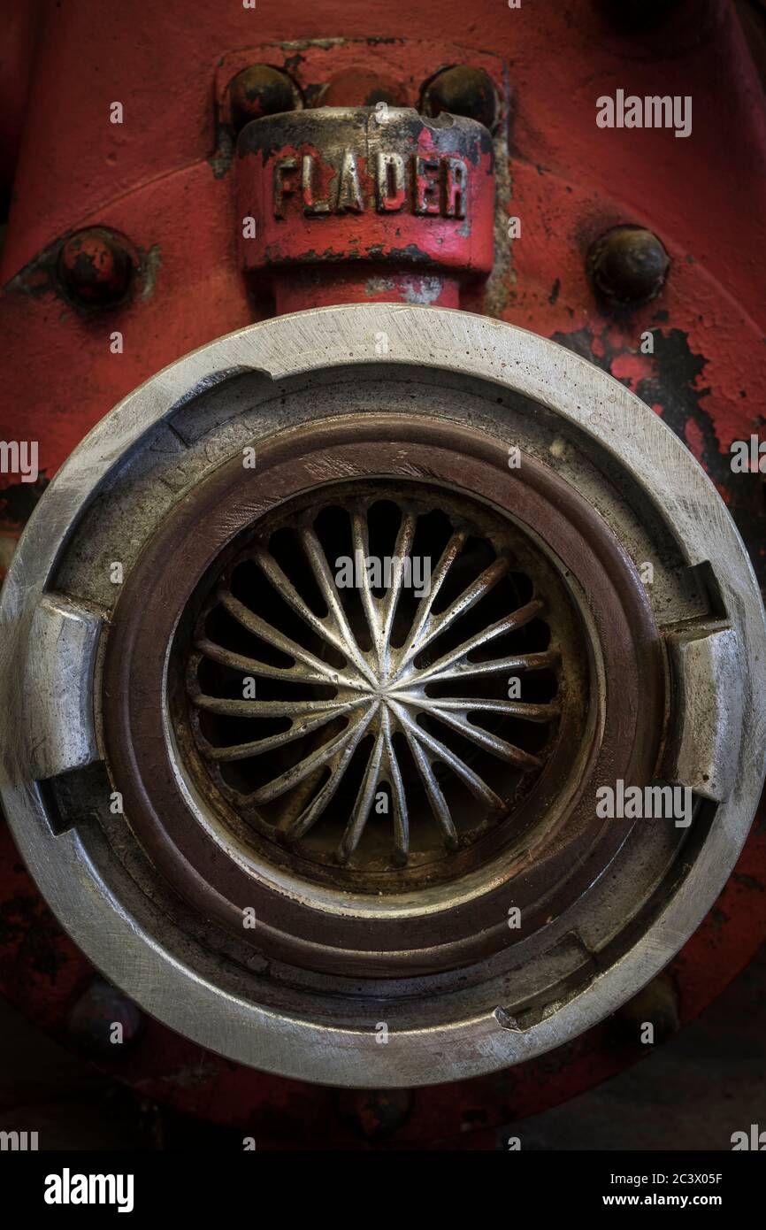 inlet mesh of a historic fire pump Stock Photo - Alamy