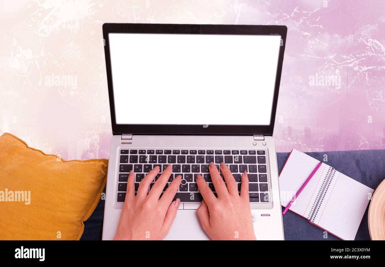 Modern Gadgets With White Display Screen Under Colorful Bokeh ...