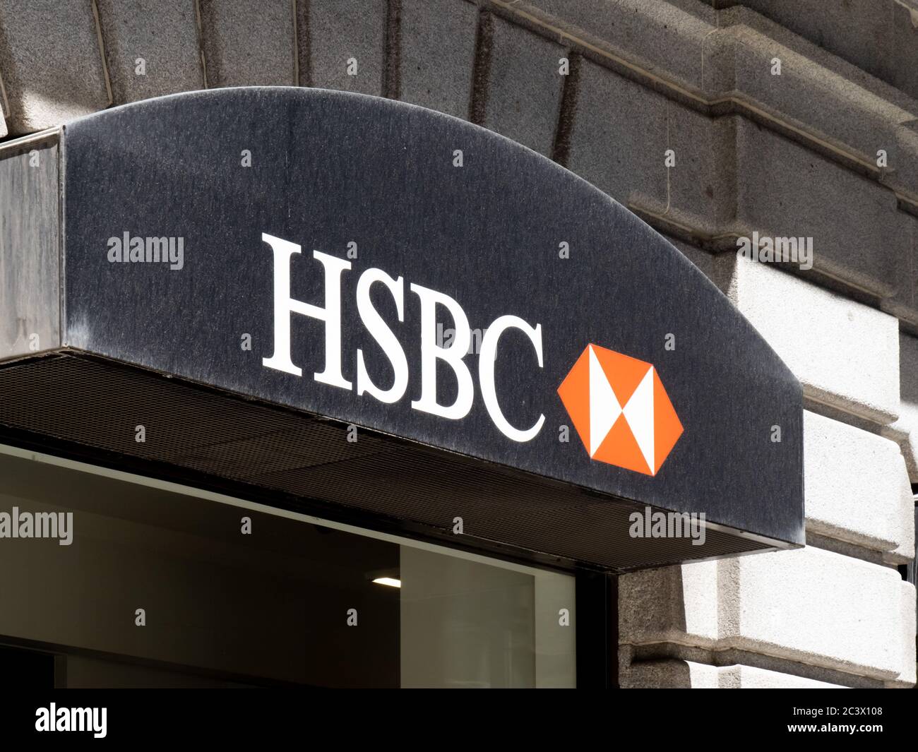 Toronto Canada, June 12, 2020; The logo for HSBC bank branch on an ...