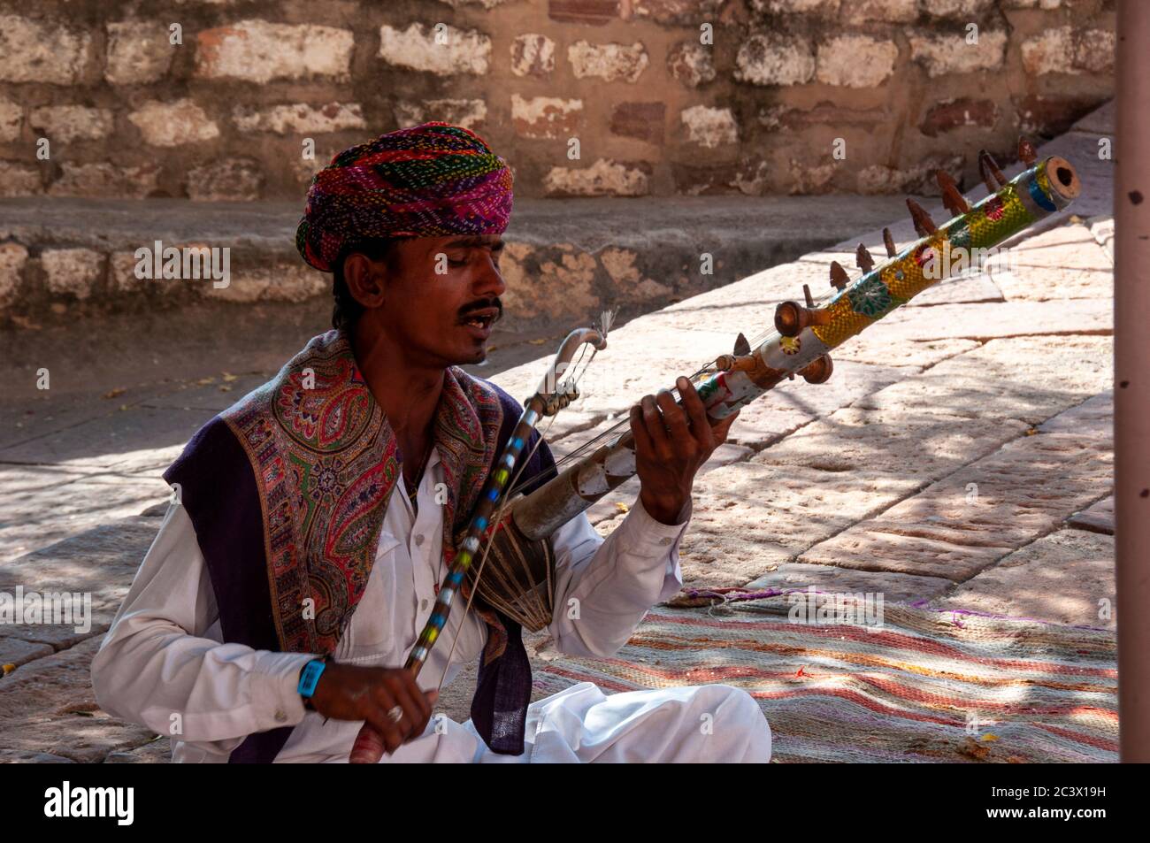 a musicians playing ravanahatha at mehrangarh fort of jodhpur rajasthan ...