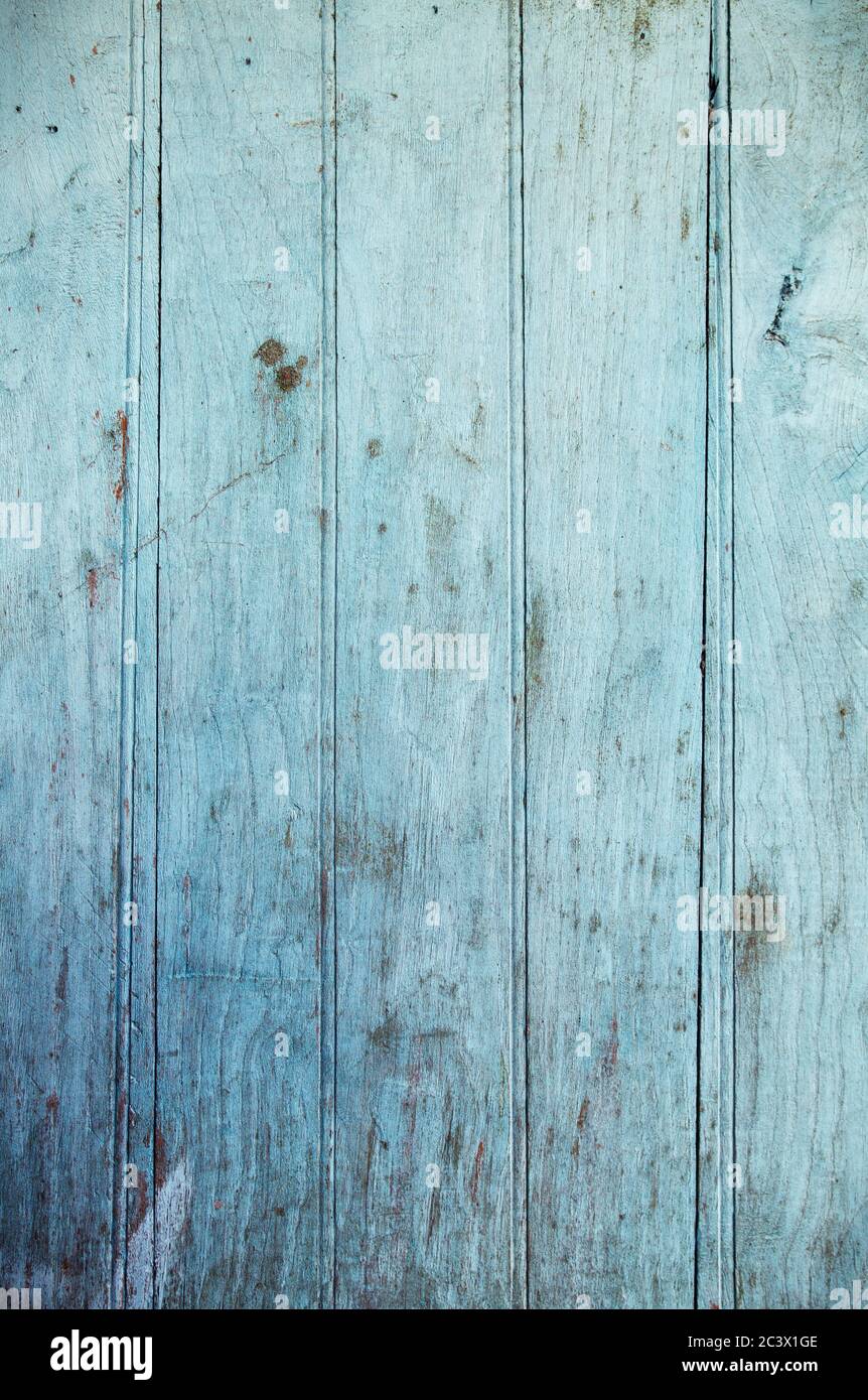 Blue painted wooden planks wall Stock Photo - Alamy