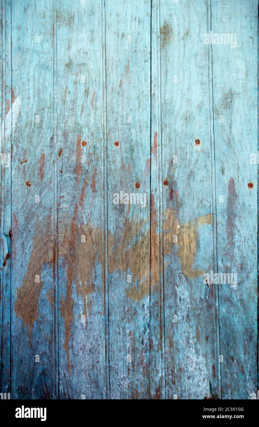 Blue painted wooden planks wall Stock Photo - Alamy