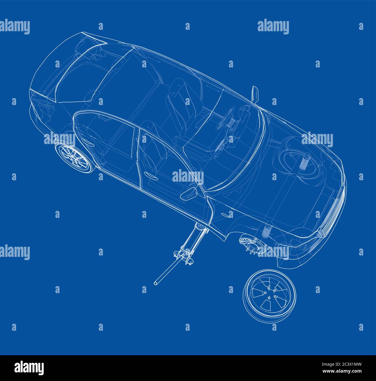 Concept car with Floor Car Jack. Vector Stock Vector Image & Art - Alamy