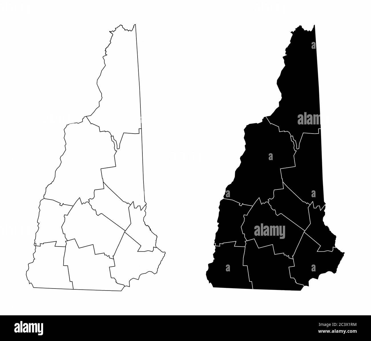 New Hampshire County Maps Stock Vector Image & Art - Alamy