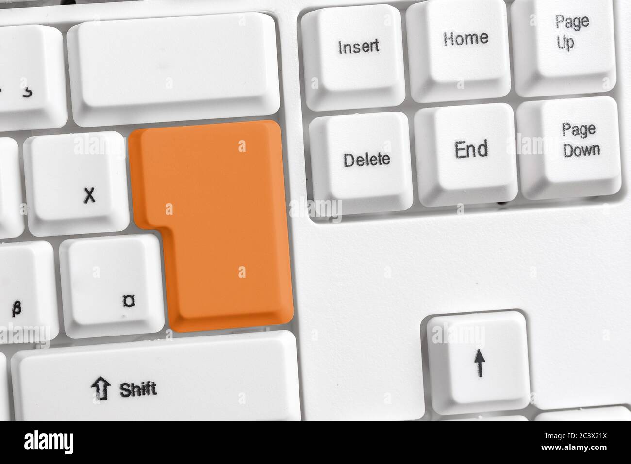 White Pc Keyboard With Empty Note Paper Above White Key Copy Space ...