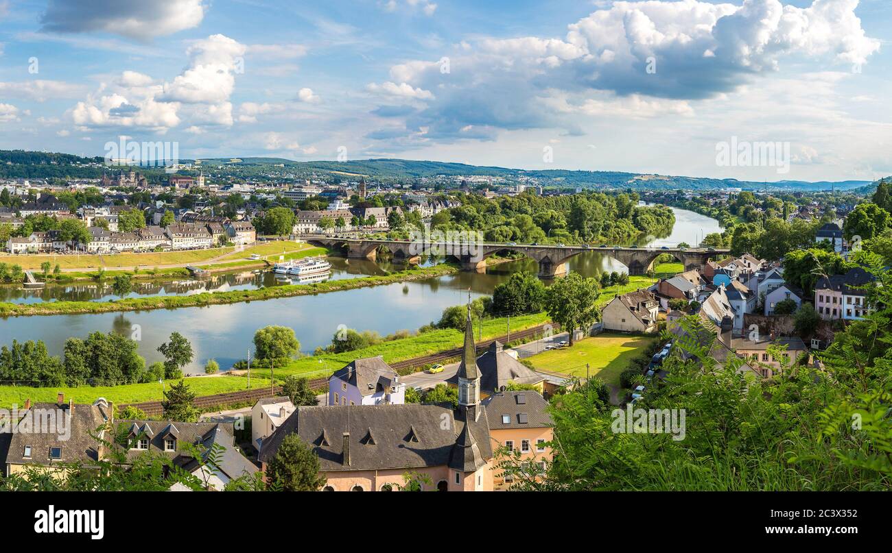 Panoramic aerial view of Trier in a beautiful summer day, Germany Stock ...