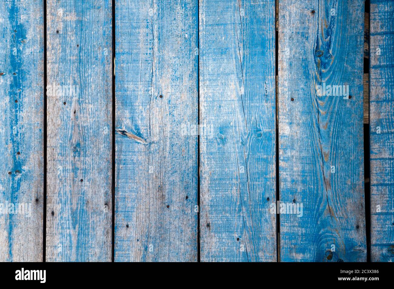 Blue painted wooden planks wall Stock Photo - Alamy