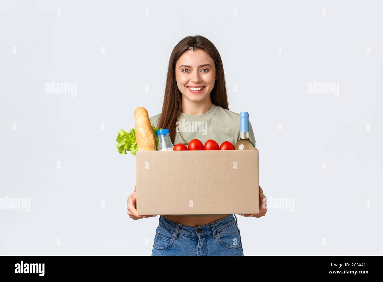 Online home delivery, internet orders and grocery shopping concept ...