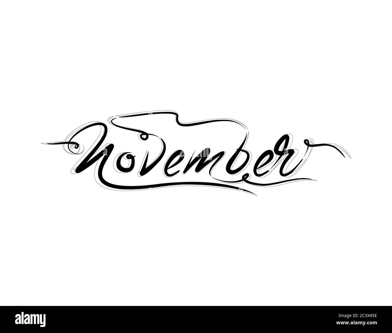 Novermber Lettering Text on white background in vector illustration ...