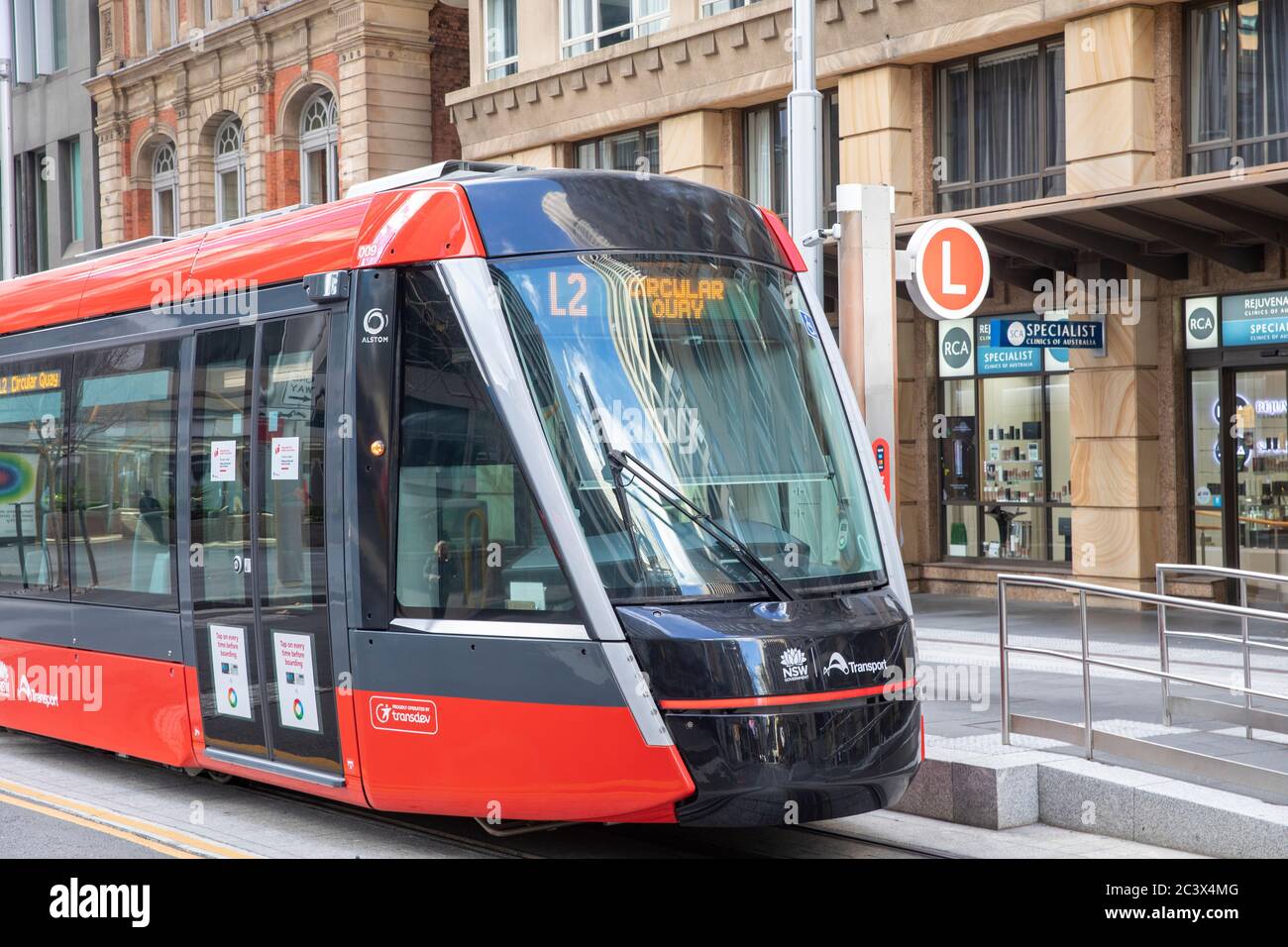 Sydney light rail train at Bridge street light rail station, Sydney ...