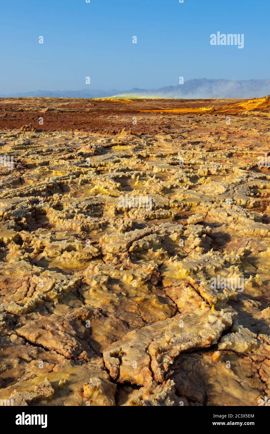 Surreal Dallol desert landscape ground close up, Danakil, Ethiopia ...