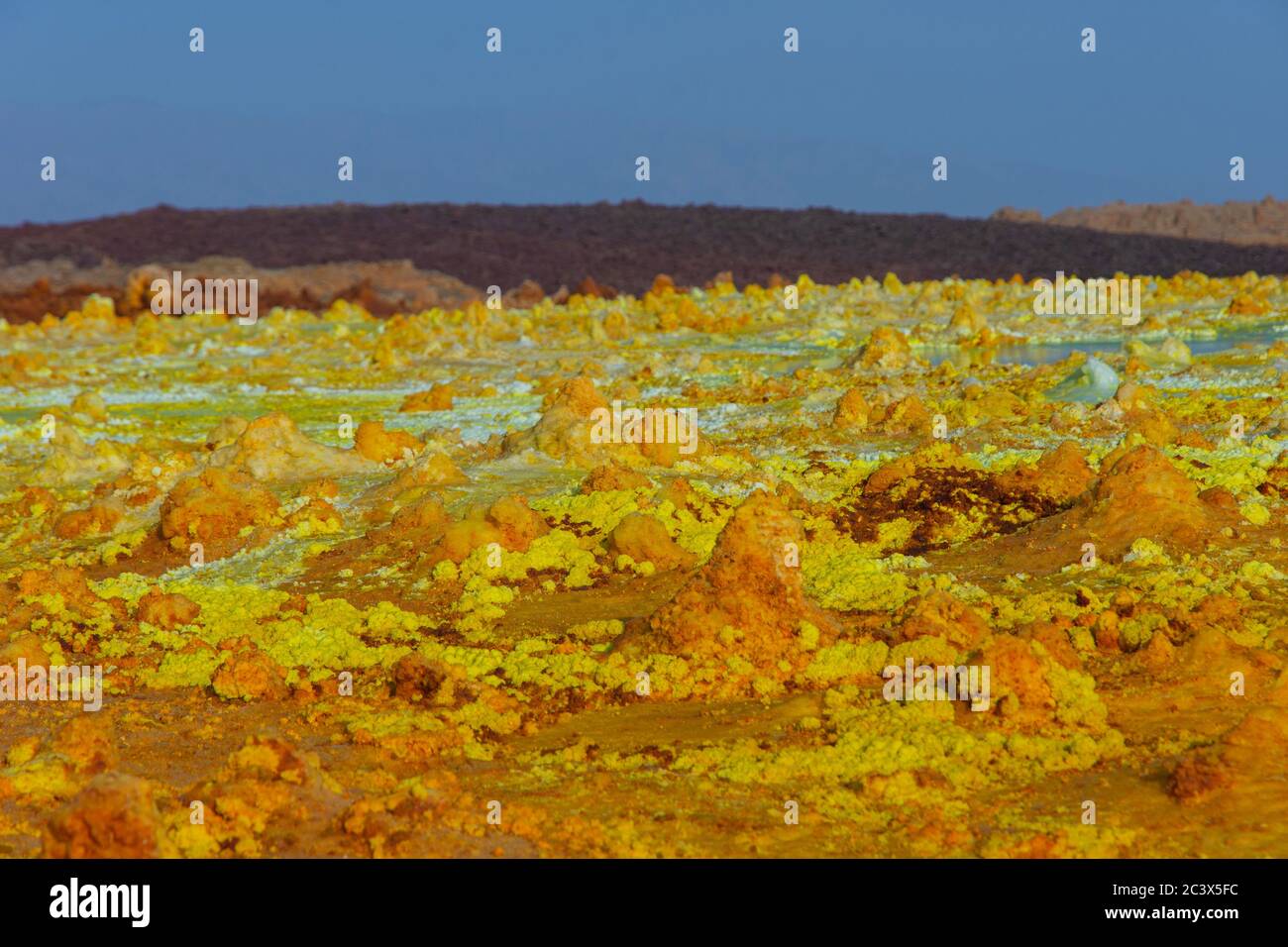Color ponds close up of surreal Dallol desert landscape, Danakil ...