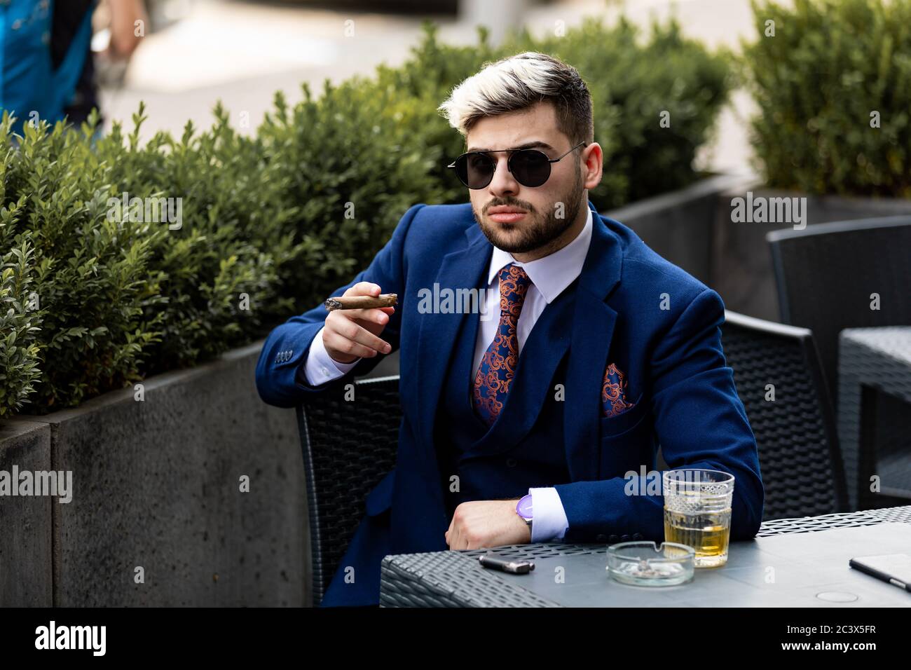 Man smoking cigarette drinking coffee hi-res stock photography and ...