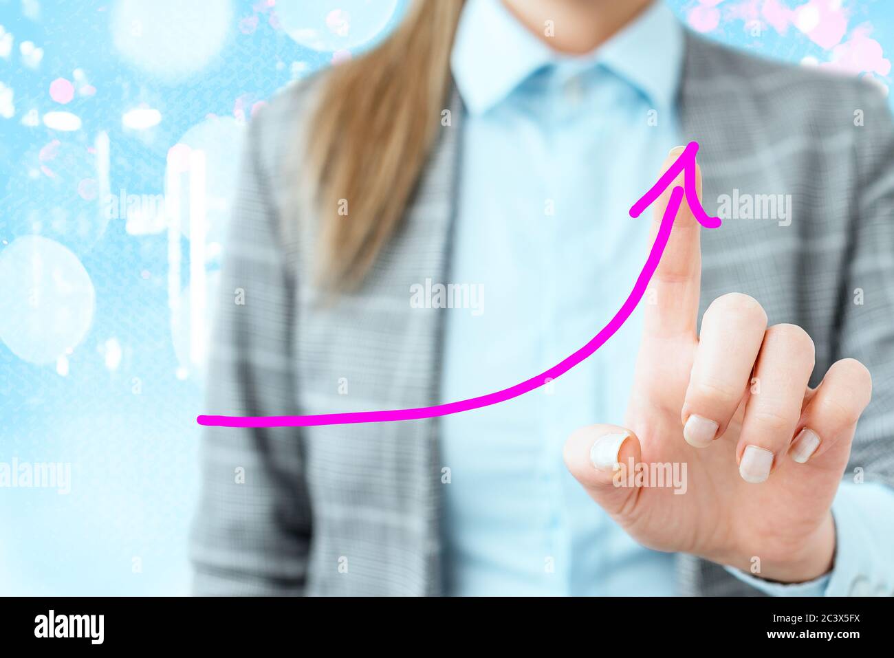 Digital Arrowhead Curve Rising Upward Denoting Growth Development ...