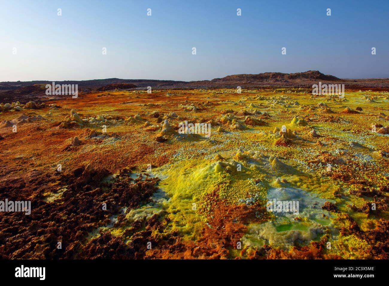Color ponds close up of surreal Dallol desert landscape, Danakil ...