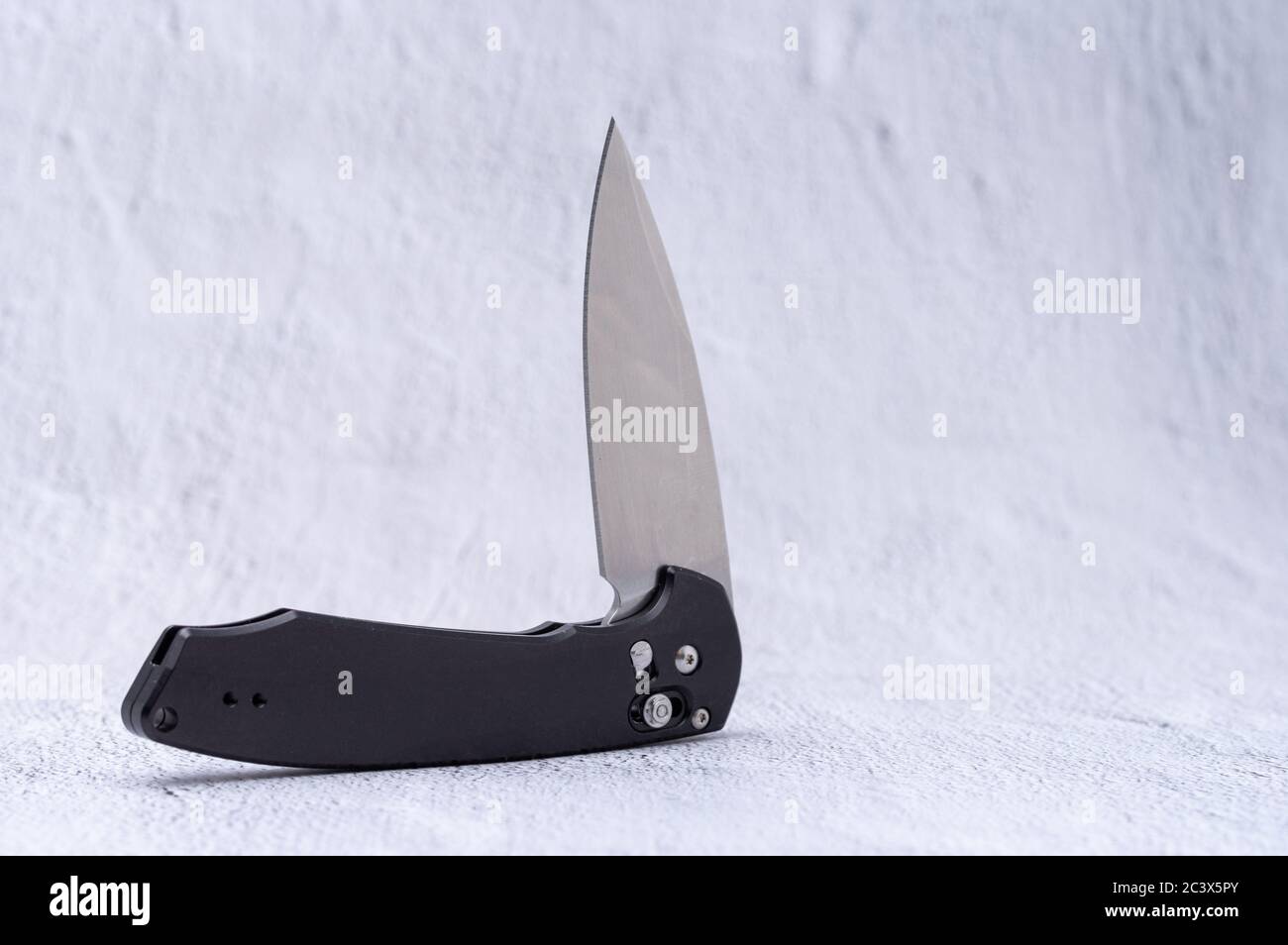 Semi-automatic knife with fuse. Safe to wear knife. Front view Stock ...