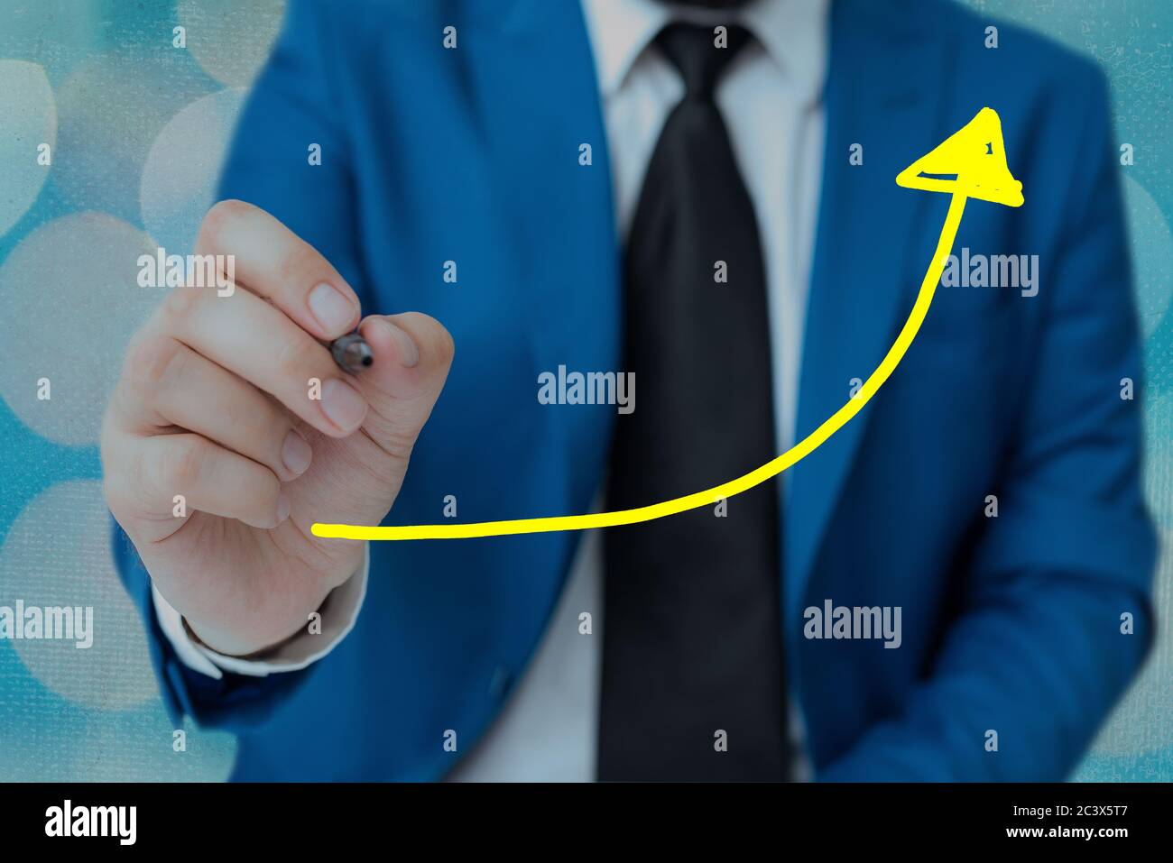 Digital Arrowhead Curve Rising Upward Denoting Growth Development ...