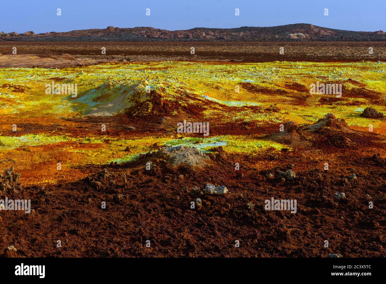 Color ponds close up of surreal Dallol desert landscape, Danakil ...