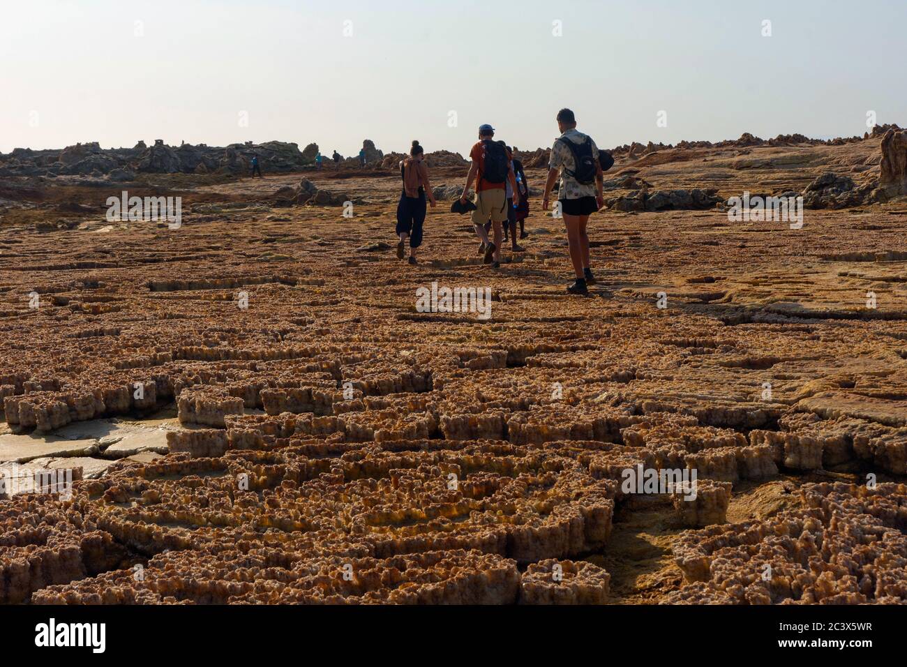 Dallol, Ethiopia - Nov 2018: Tourists walking surreal Dallol desert ...