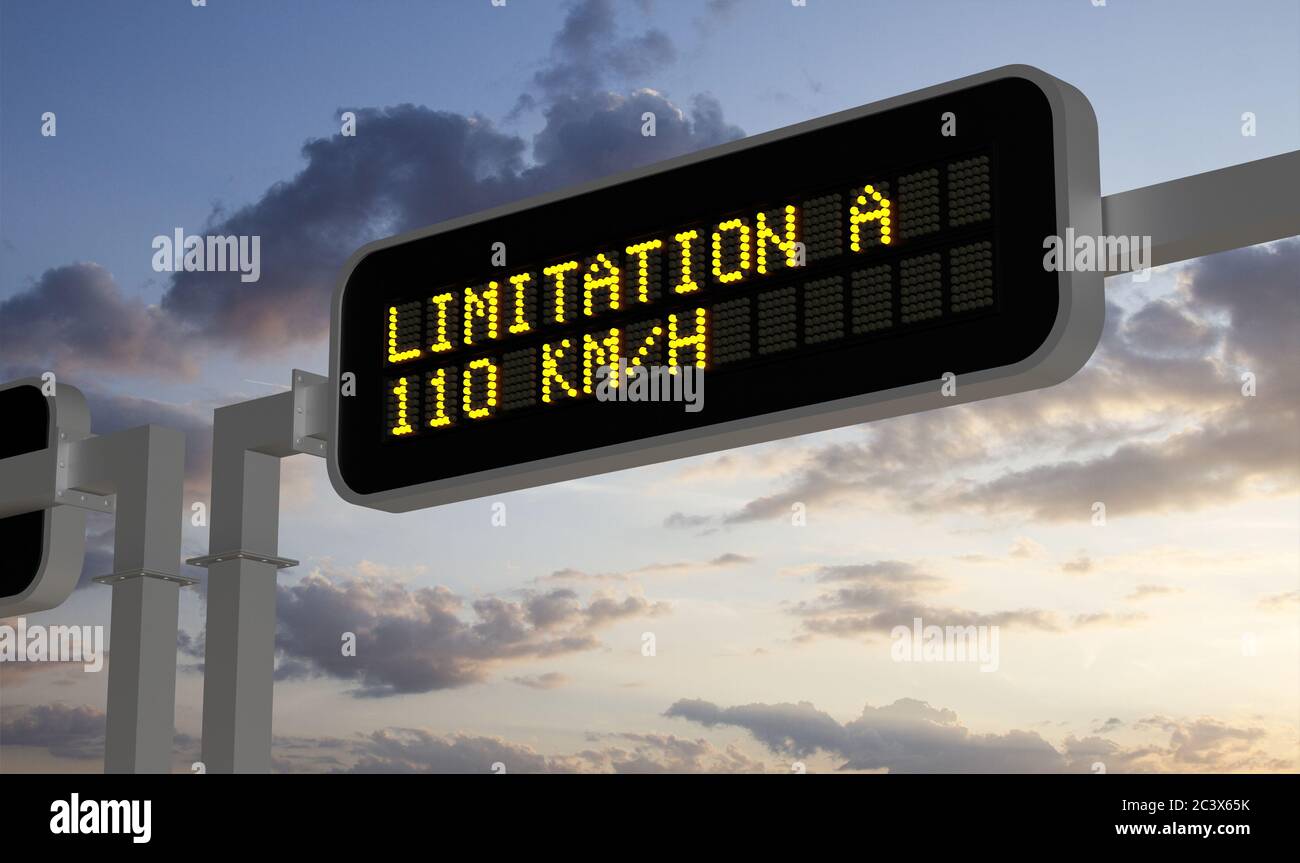 french highway speed limit 3D rendering Stock Photo - Alamy