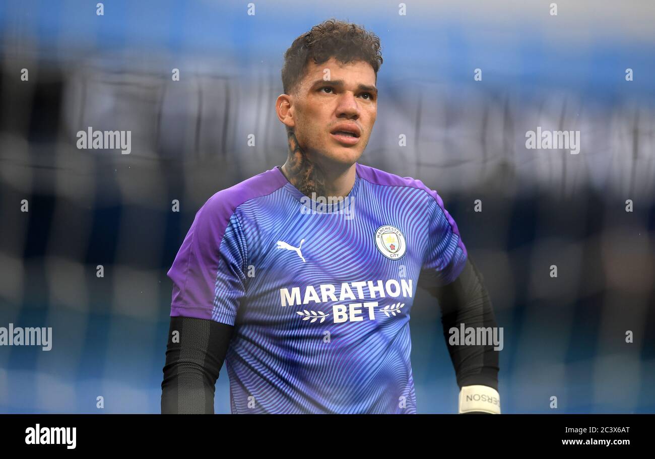 Manchester City goalkeeper Ederson before the Premier League match at ...