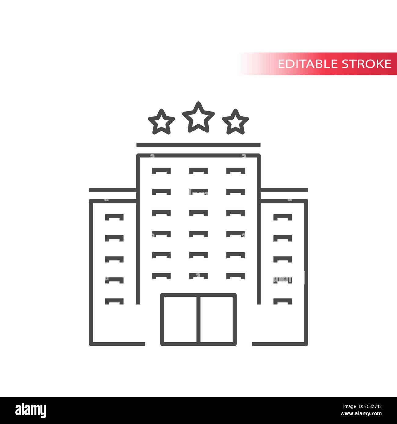 Hotel building thin line vector icon. Outline hotel, editable stroke ...