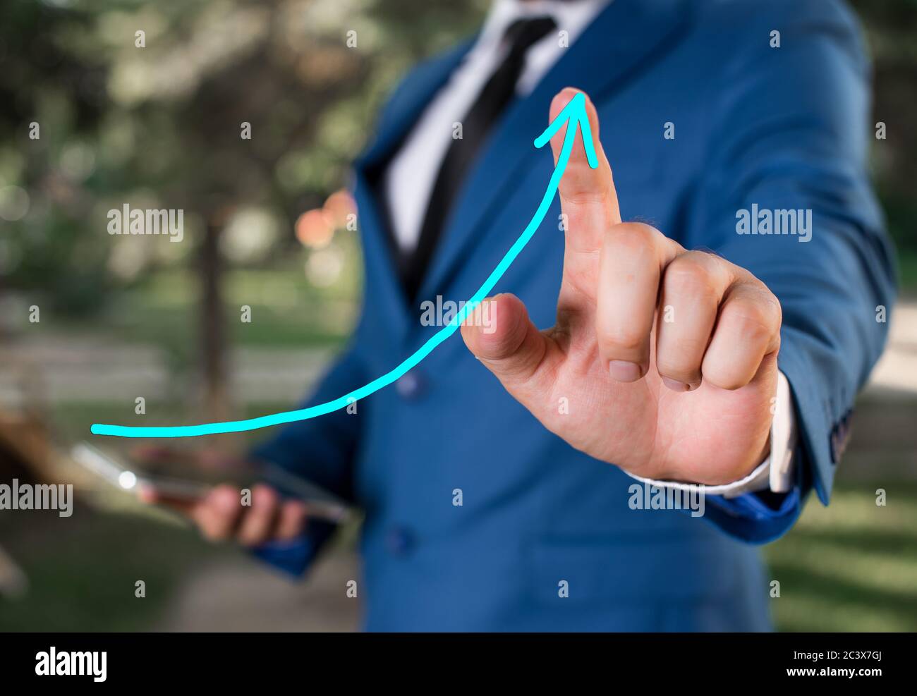 Digital Arrowhead Curve Rising Upward Denoting Growth Development ...