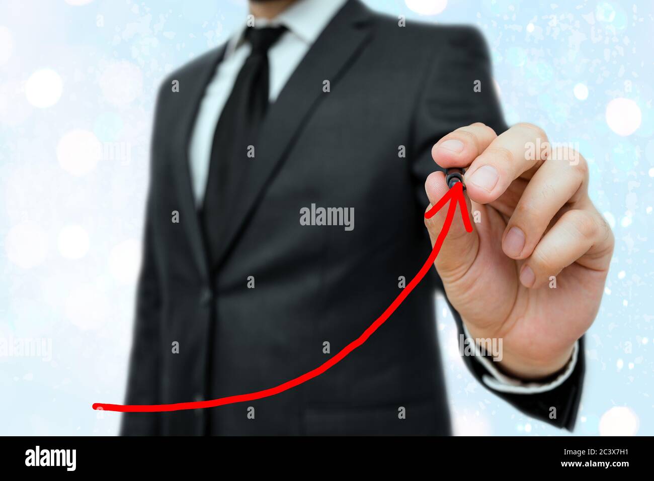 Digital Arrowhead Curve Rising Upward Denoting Growth Development ...