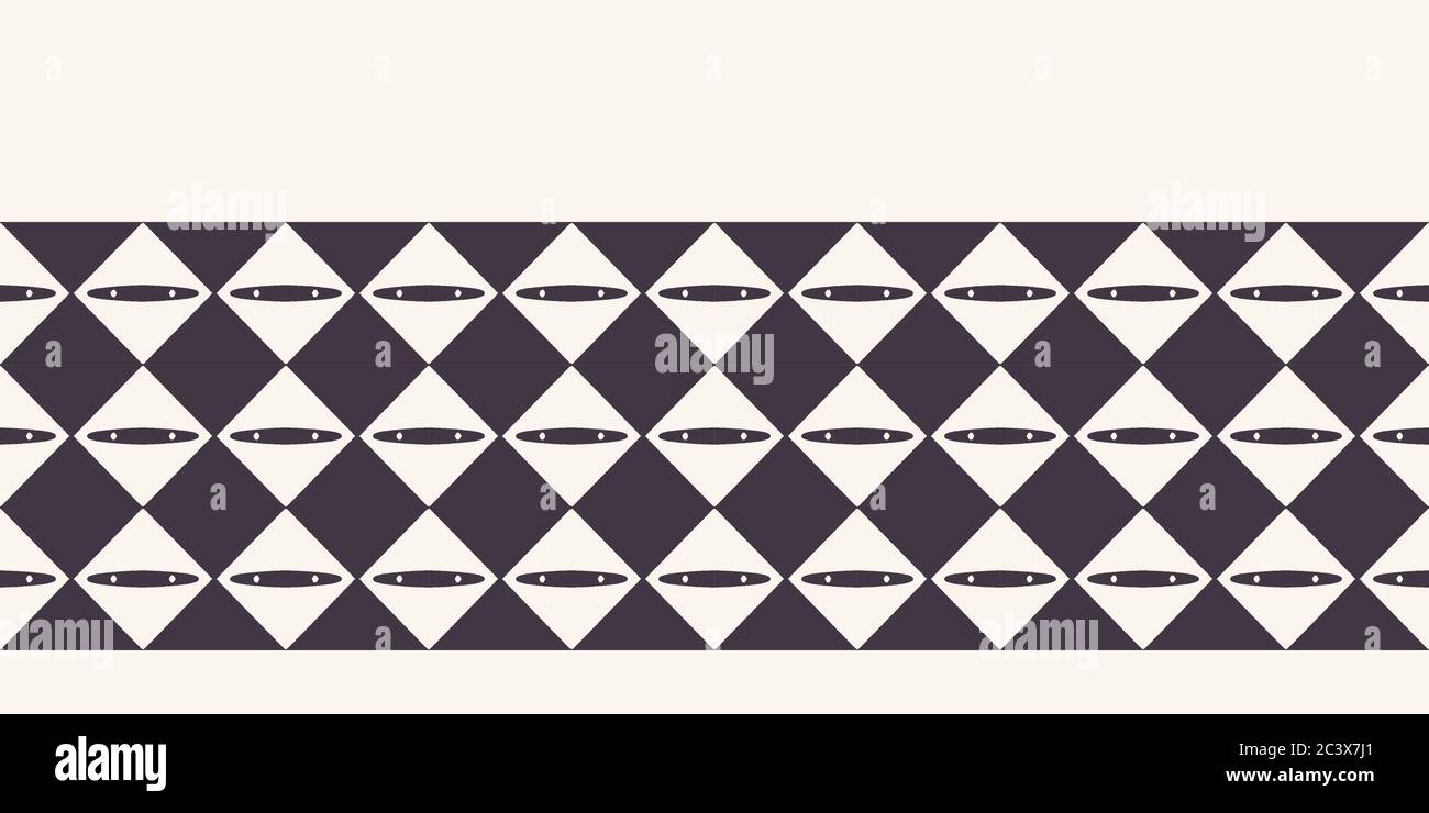 Abstract diamond checkerboard border background. Monochrome hand drawn ...