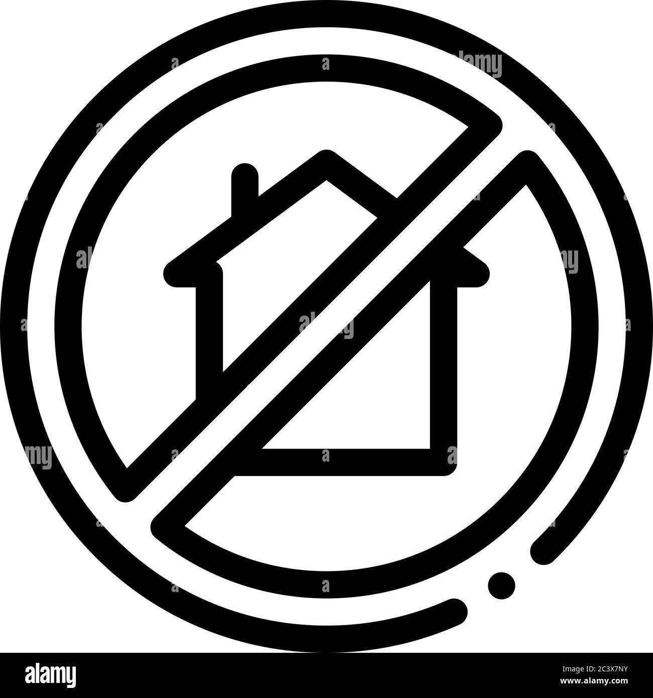 house crossed out sign icon vector outline illustration Stock Vector ...