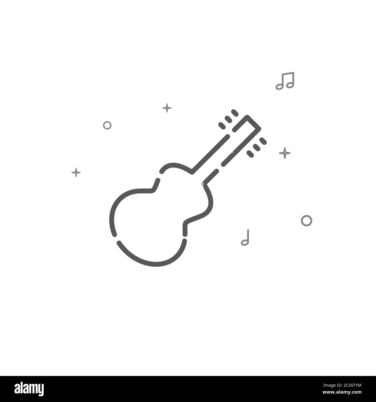 Acoustic guitar simple vector line icon. Guitar symbol, pictogram, sign ...