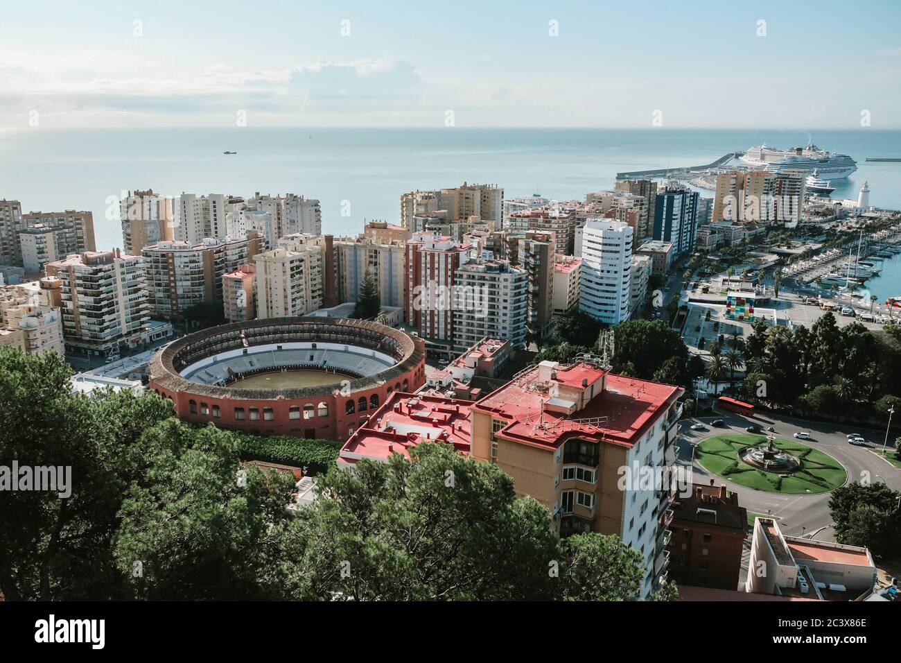 Malaga / Spain - October 2019: Landscape city view. Popular touristic ...