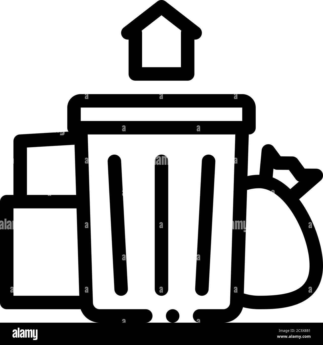 trash can home icon vector outline illustration Stock Vector Image ...
