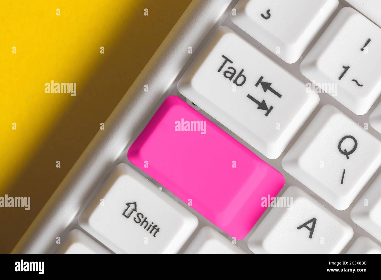 White Pc Keyboard With Empty Note Paper Above White Key Copy Space ...