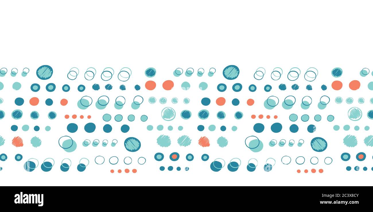 Turquoise blue polka dot circles. Vector pattern seamless border ...
