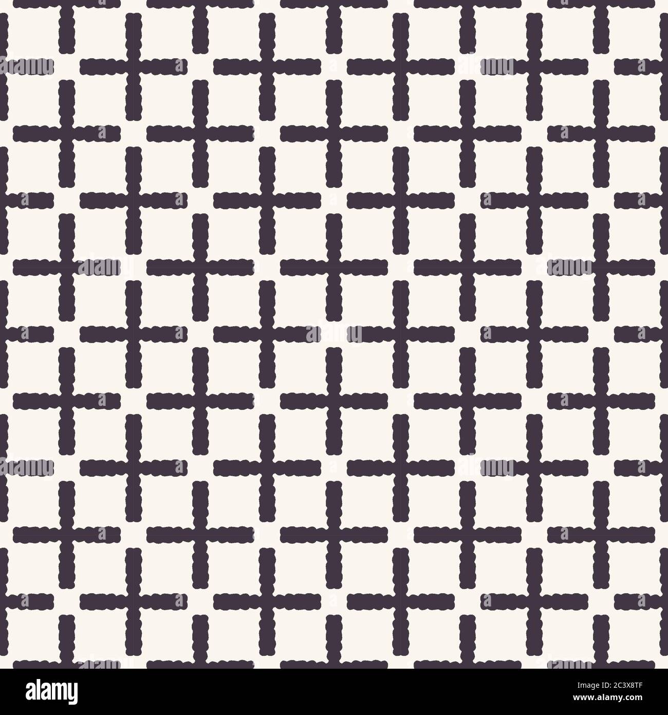 Seamless vector pattern. Hand drawn square lattice grid . Repeating geo ...