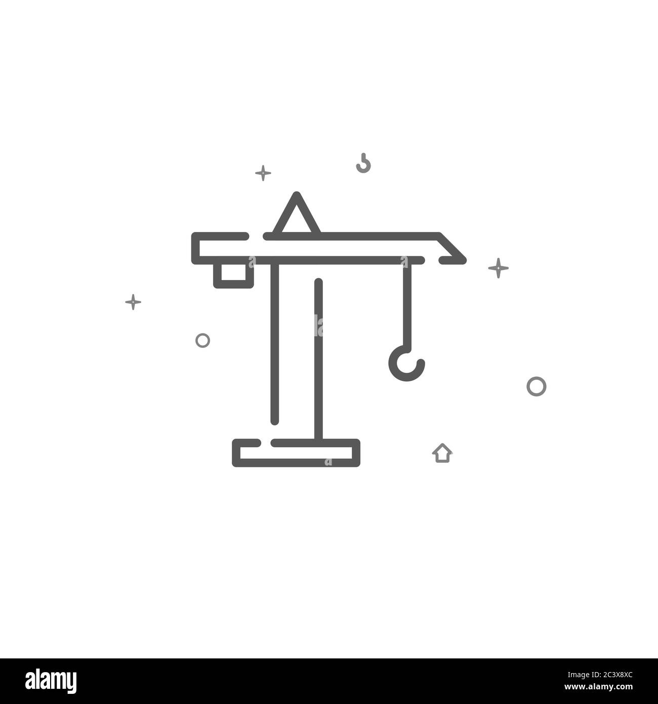 Construction crane simple vector line icon. Construction and repair ...