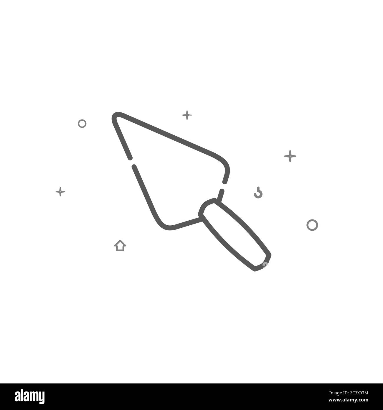 Masonry brick trowel simple vector line icon. Construction and repair ...