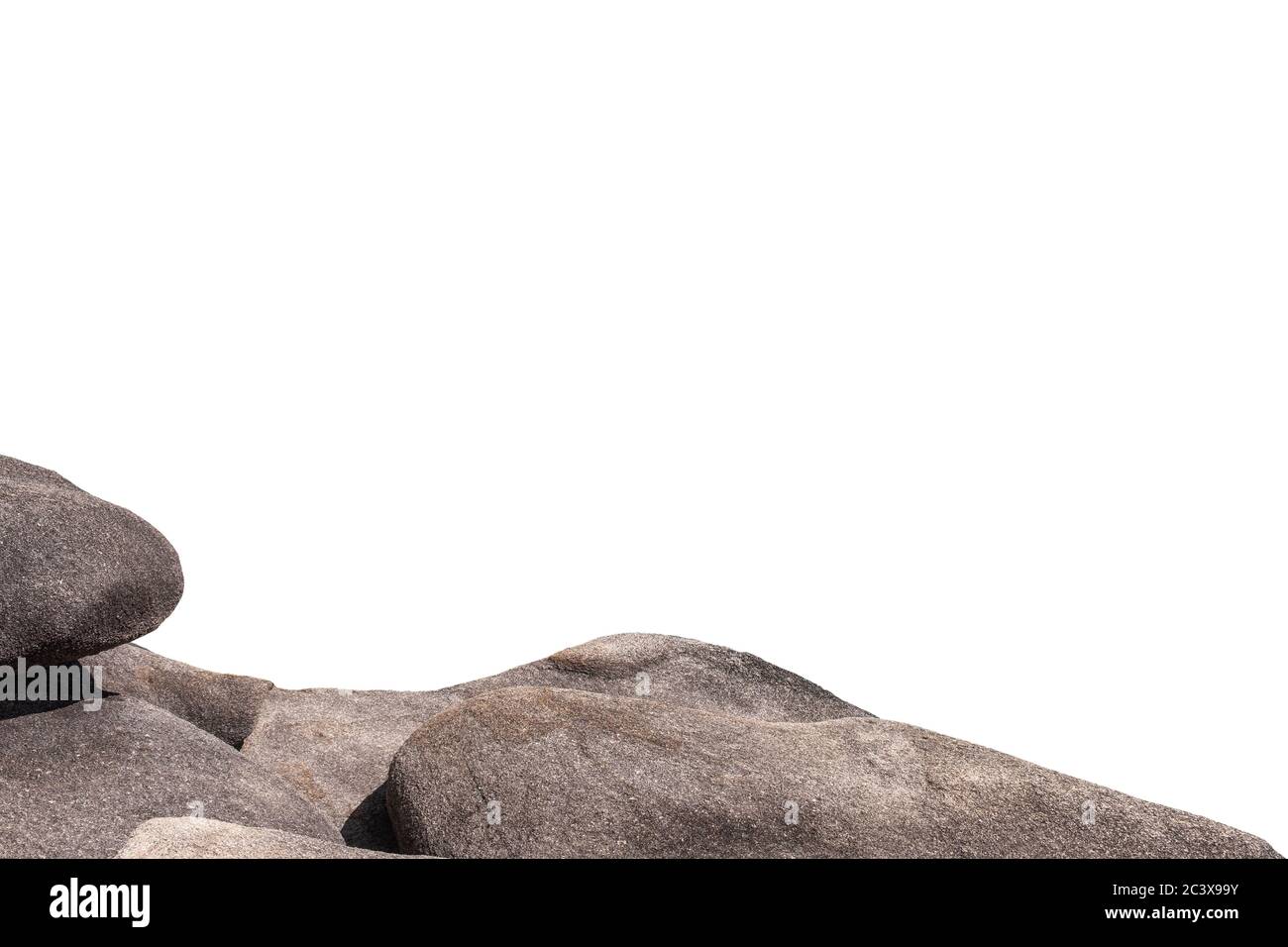 Large round rough stones stacked on white background Stock Photo - Alamy