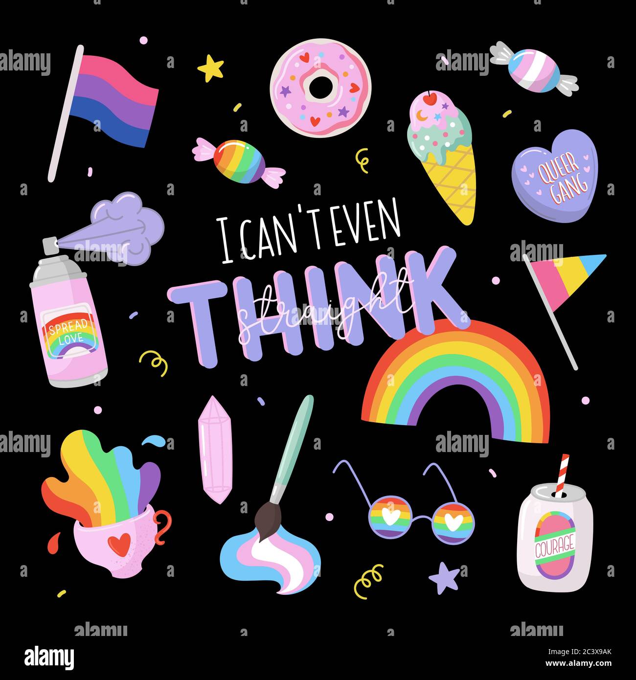 Lgbtq Pride Print With Equality Symbols And Lovely Typography Vector